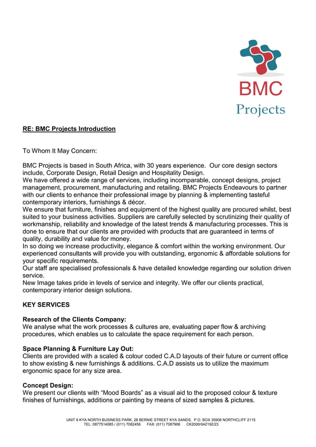BMC Intro Letter