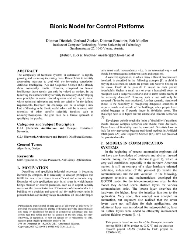 Bionic Model for Control Platforms | PDF
