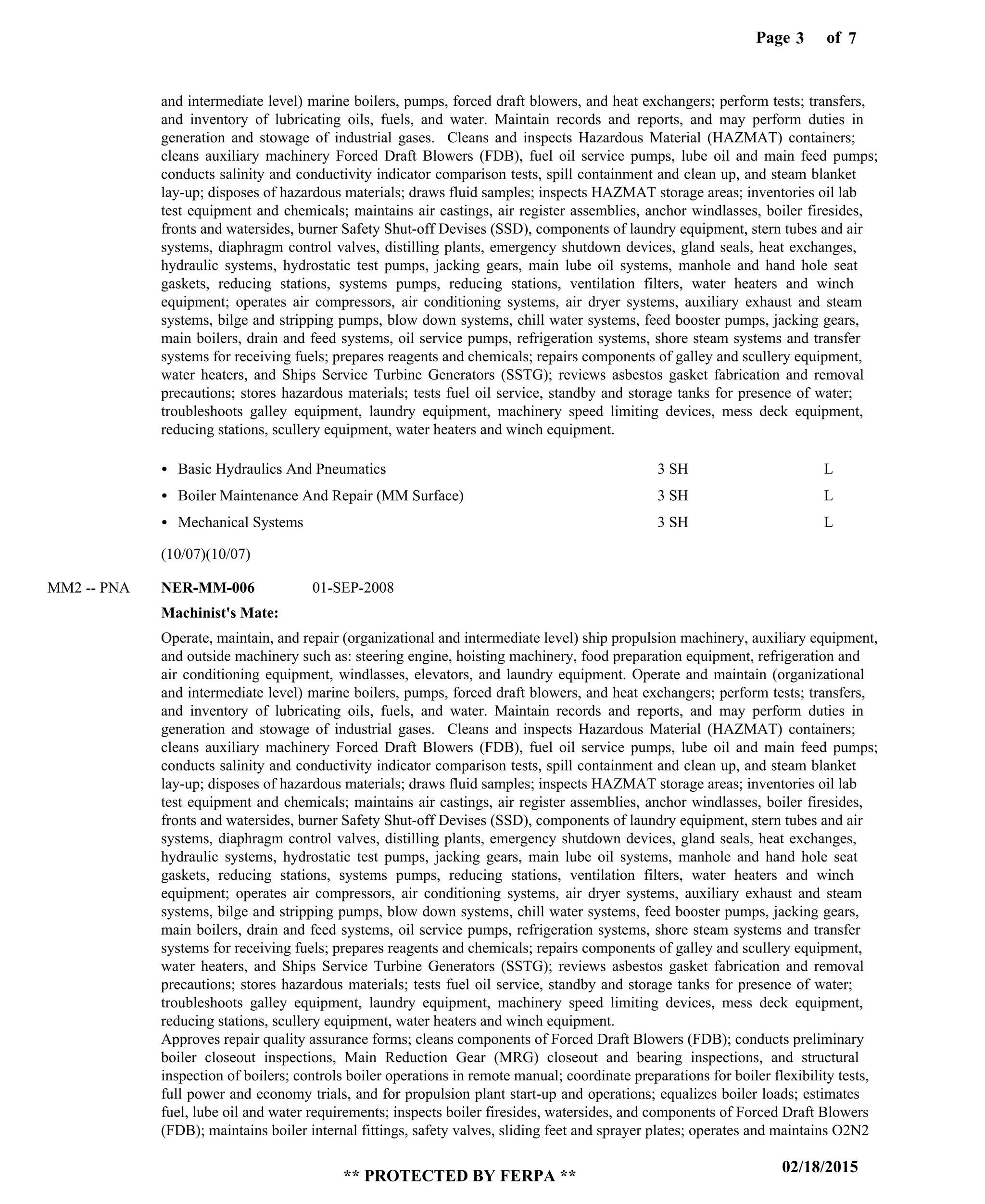 Military Training Summary Long Hand | PDF