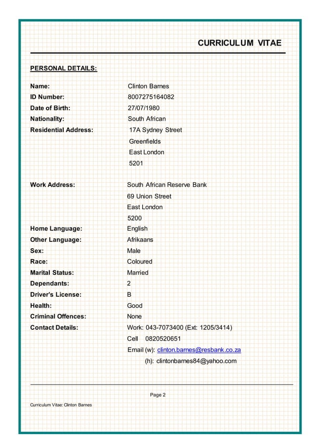 Clinton CV 2015 | DOCX