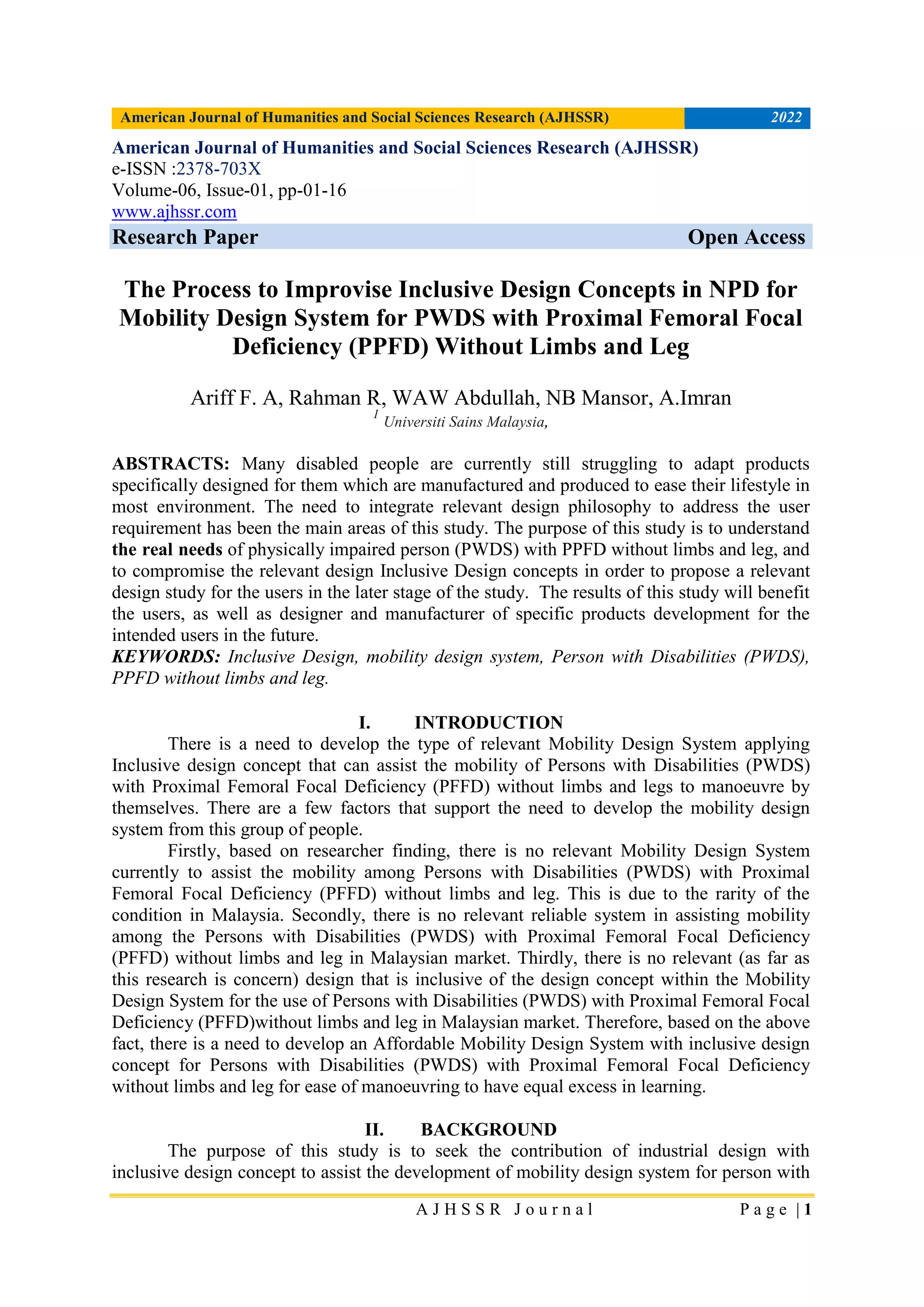 The Process to Improvise Inclusive Design Concepts in NPD for Mobility ...