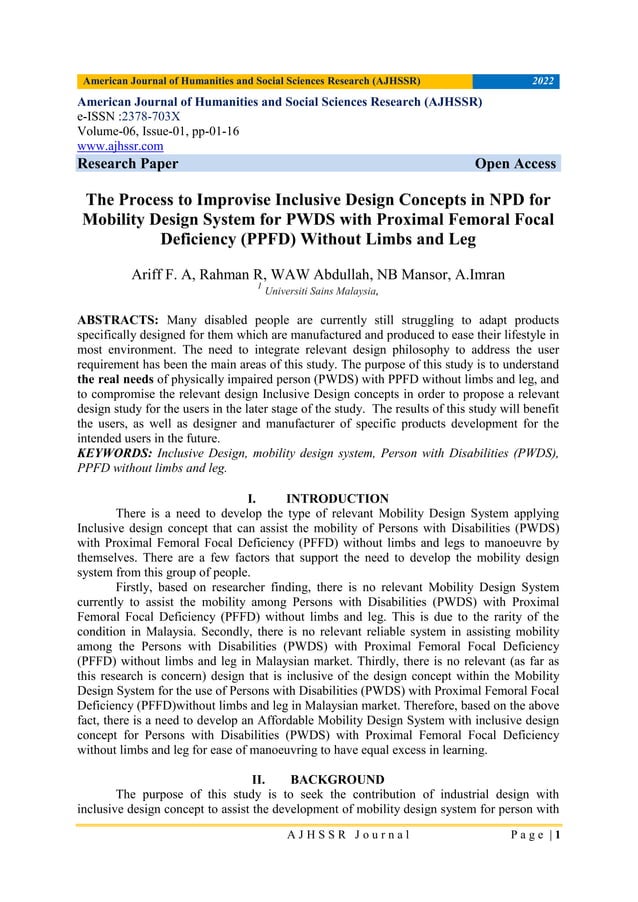 The Process to Improvise Inclusive Design Concepts in NPD for Mobility ...