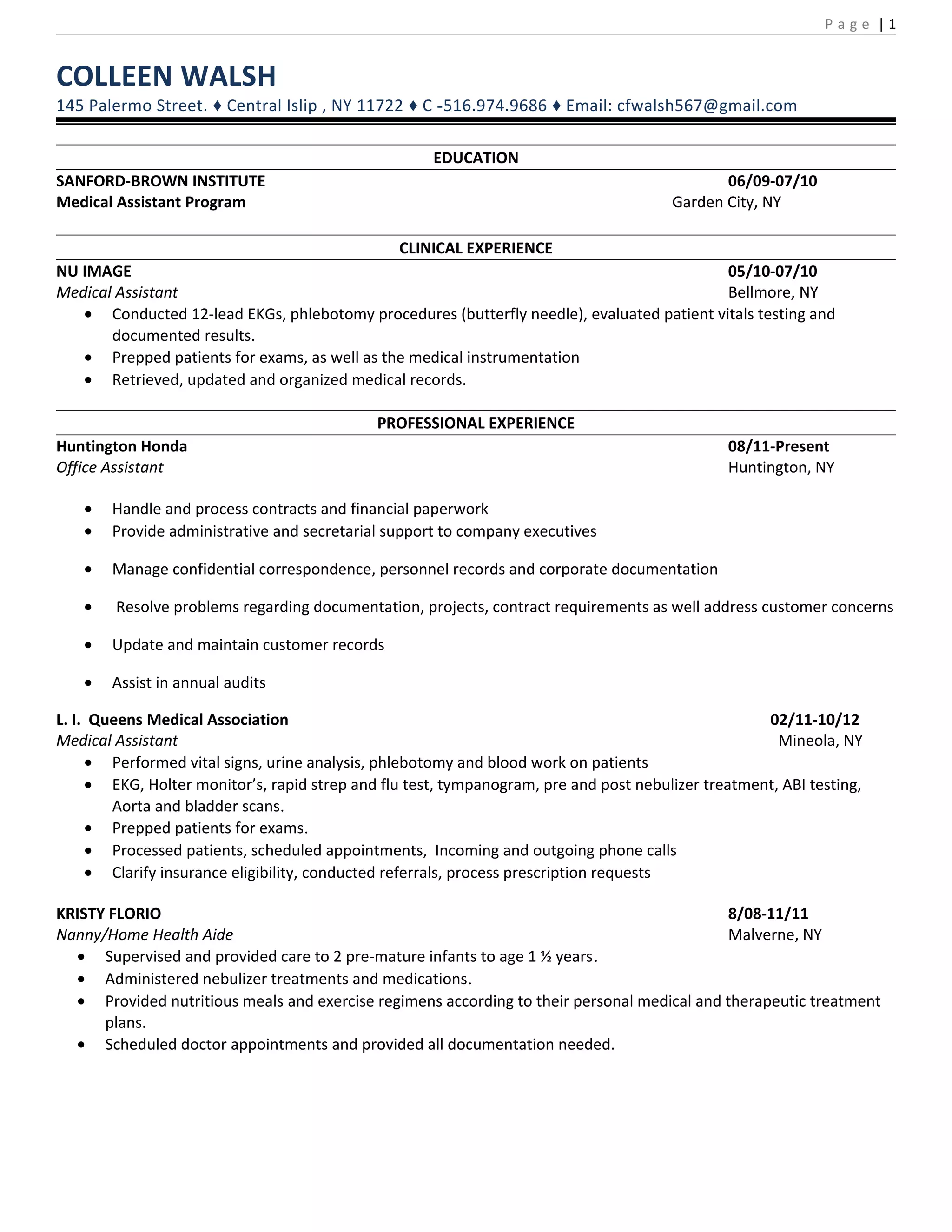 Colleen correct resume | DOC