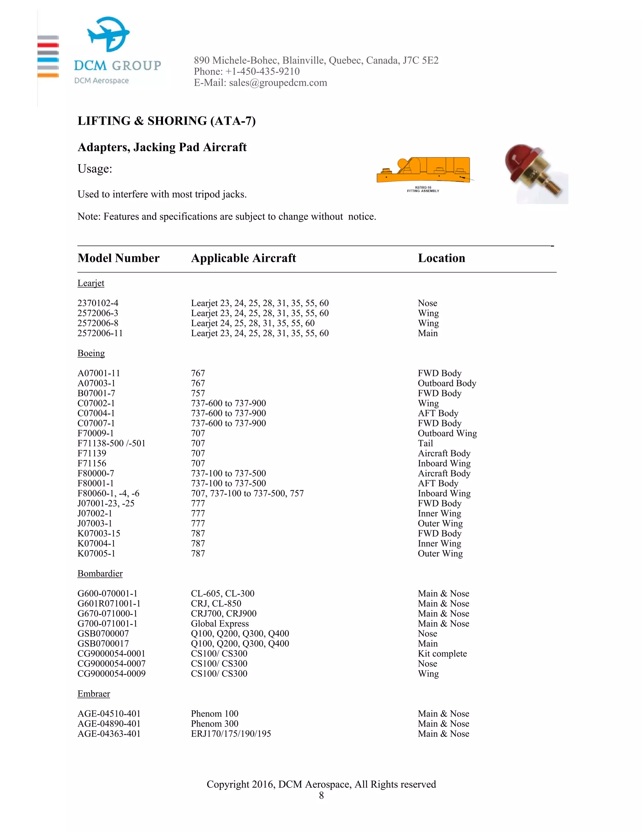 DCM Aerospace - Tooling & GSE Catalogue 2016 | PDF