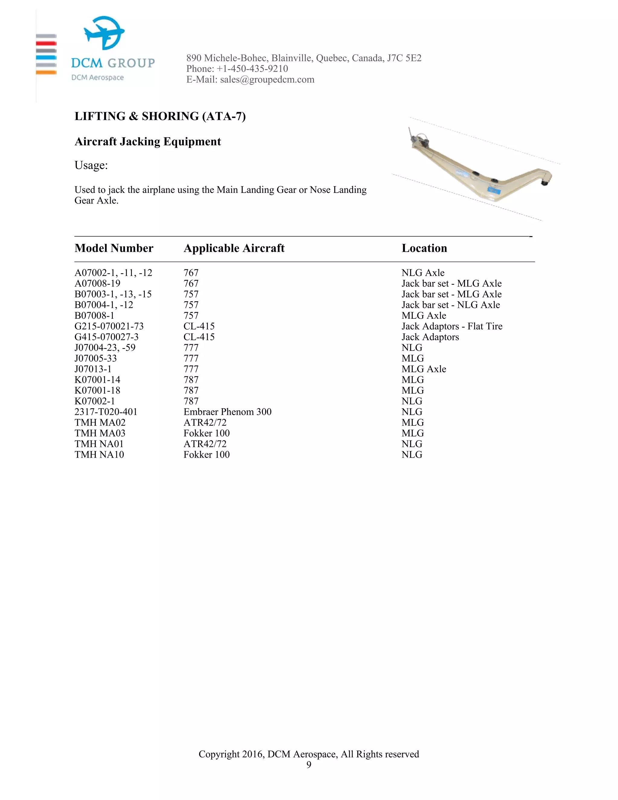 DCM Aerospace - Tooling & GSE Catalogue 2016 | PDF