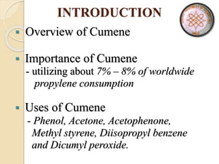 Cumene Production Slide Show (group 7) | PPTX