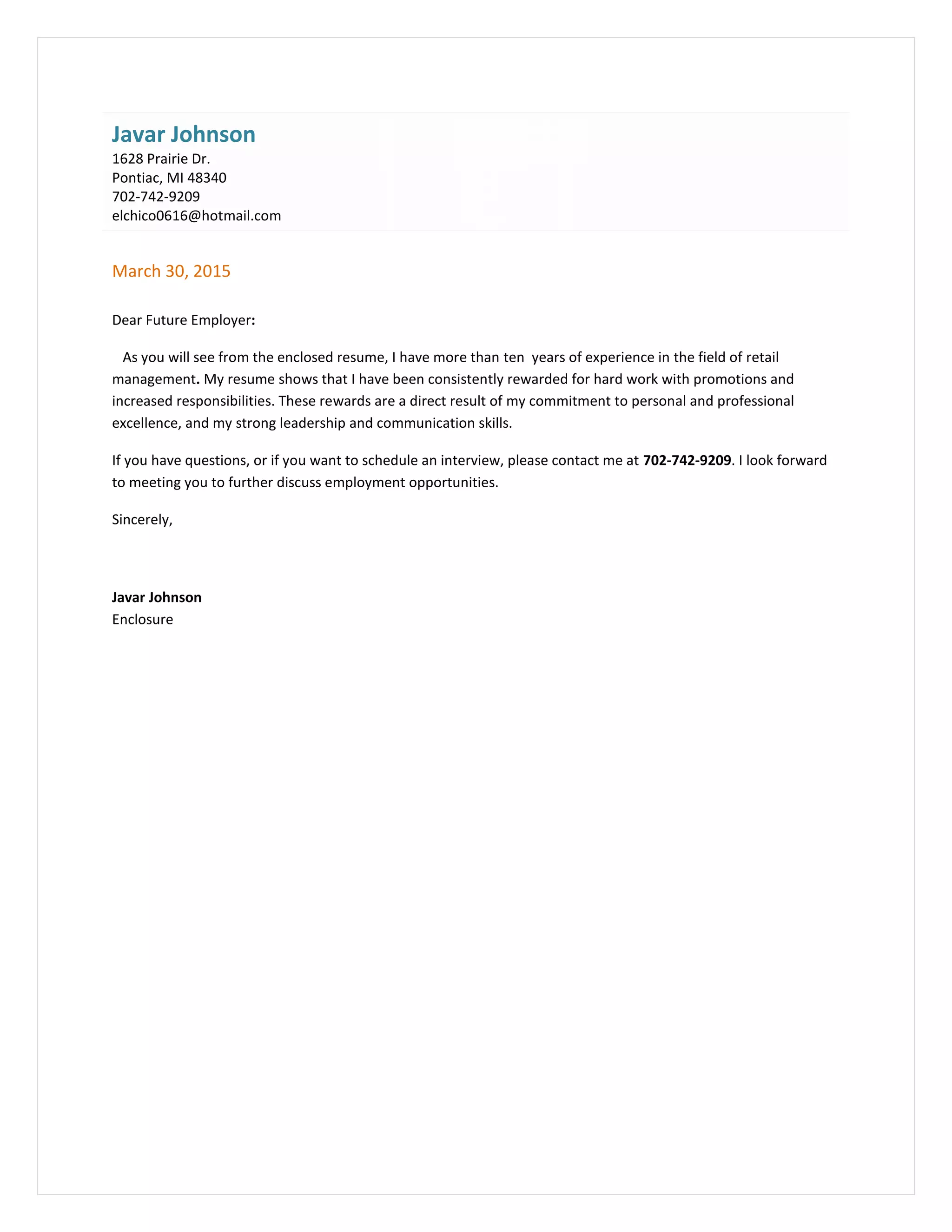 Javar's Cover Letter | DOCX