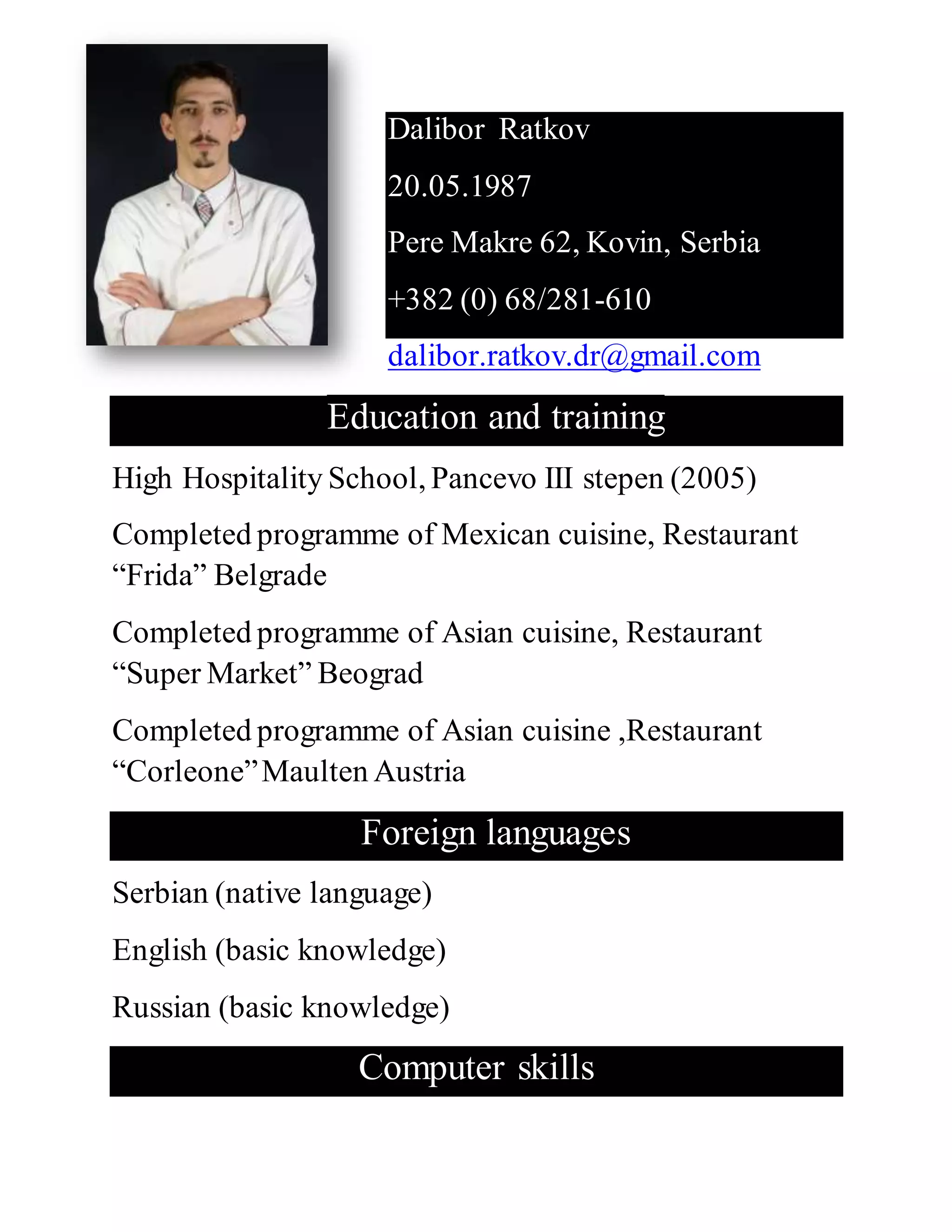 Dalibor Ratkov Cv (en) | PDF