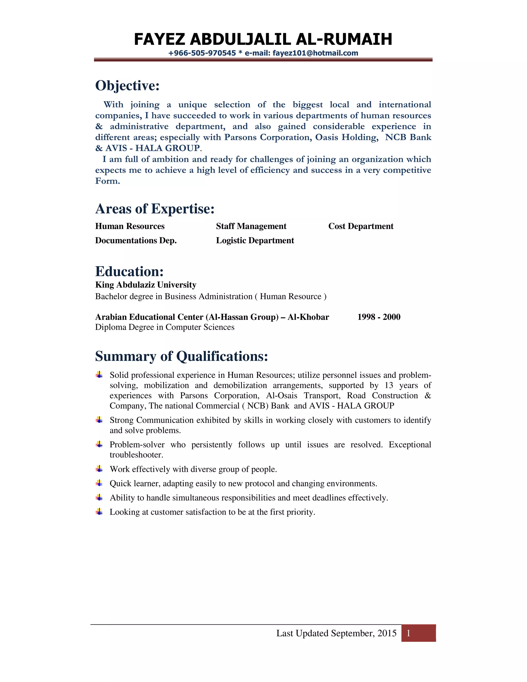 FAYEZ ABDULJALIL AL-RUMAIH | PDF | Human Resources | Business