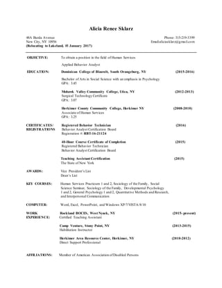 Alicia Renee Sklarz RESUME | PDF