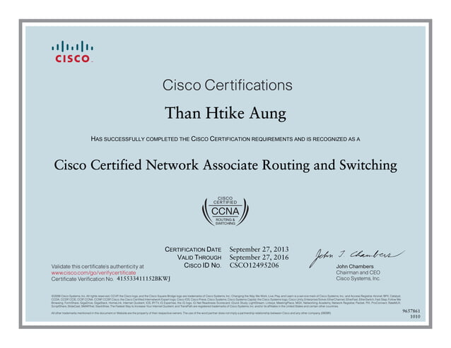 CCNA (Routing & Switching) Certificate | PDF