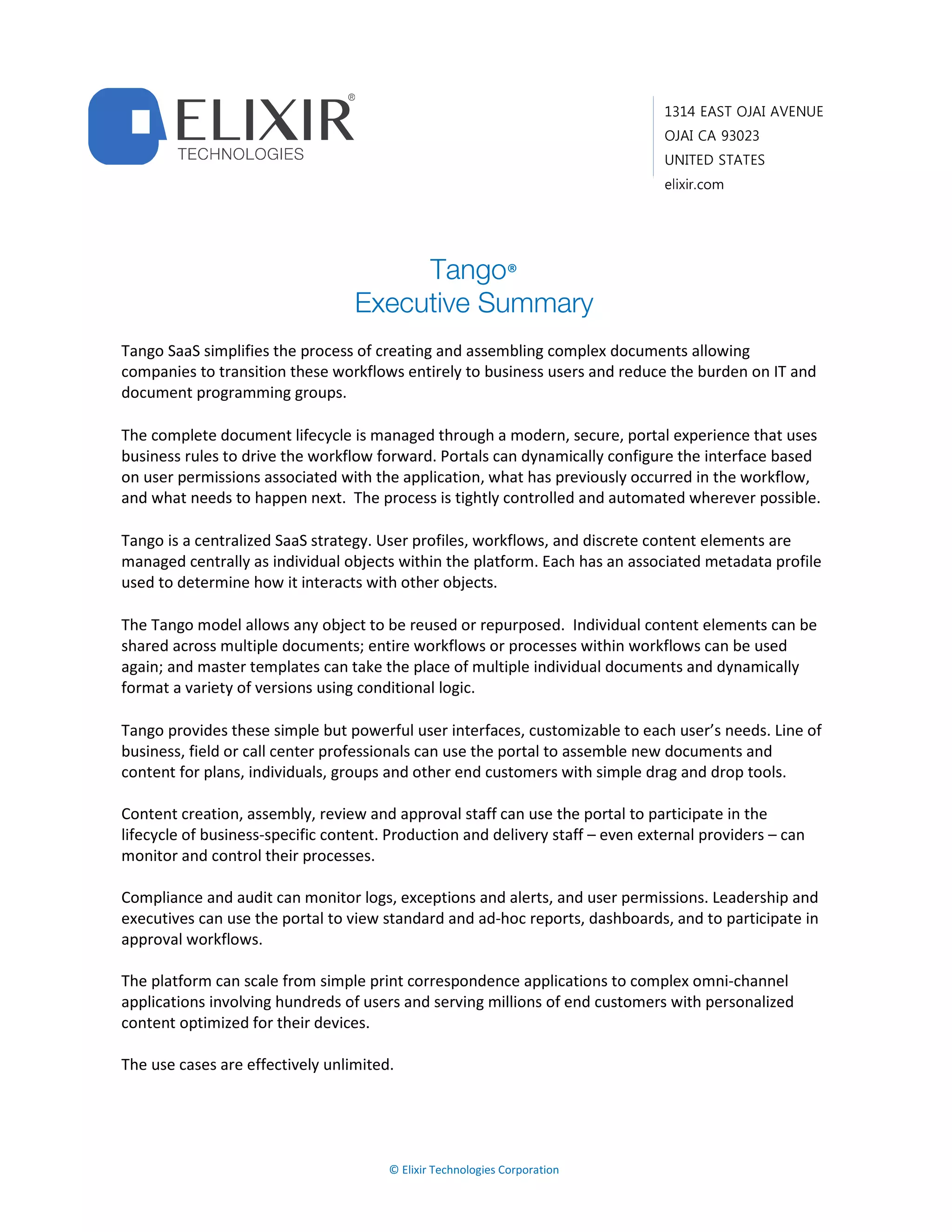 elixir_tango_executive_summary | PDF