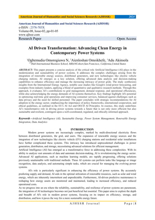 AI Driven Transformation: Advancing Clean Energy in Contemporary Power ...