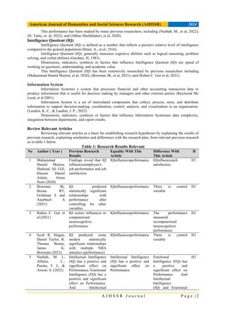 The Influence of Intelligence Quotient (IQ) and Information System on Performance | PDF