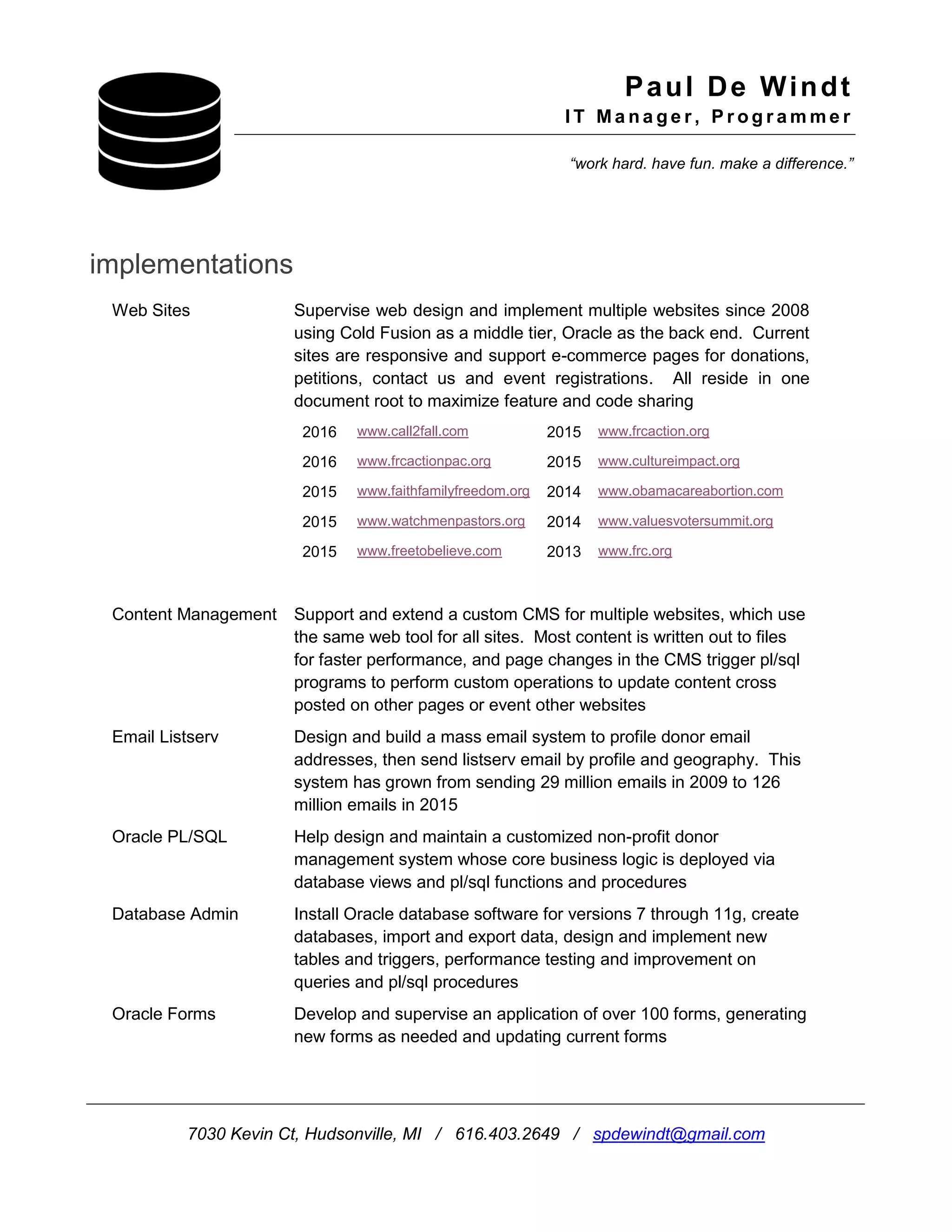 Paul De Windt Resume | PDF