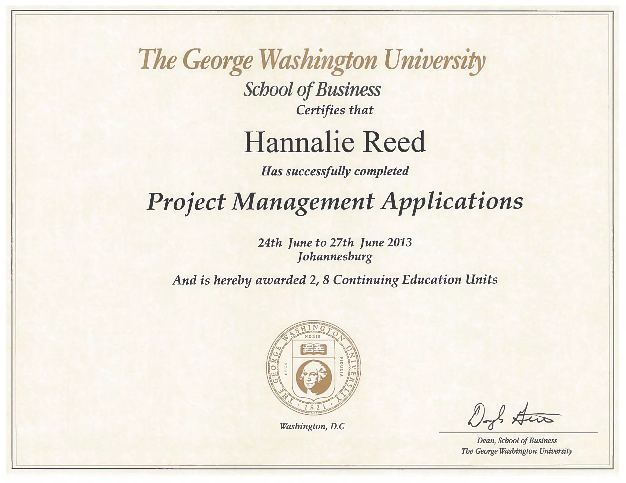 Project Management Application - Certificate | PDF