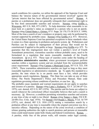 New Legal Memo on Search Conditions for Parole Probation | DOC