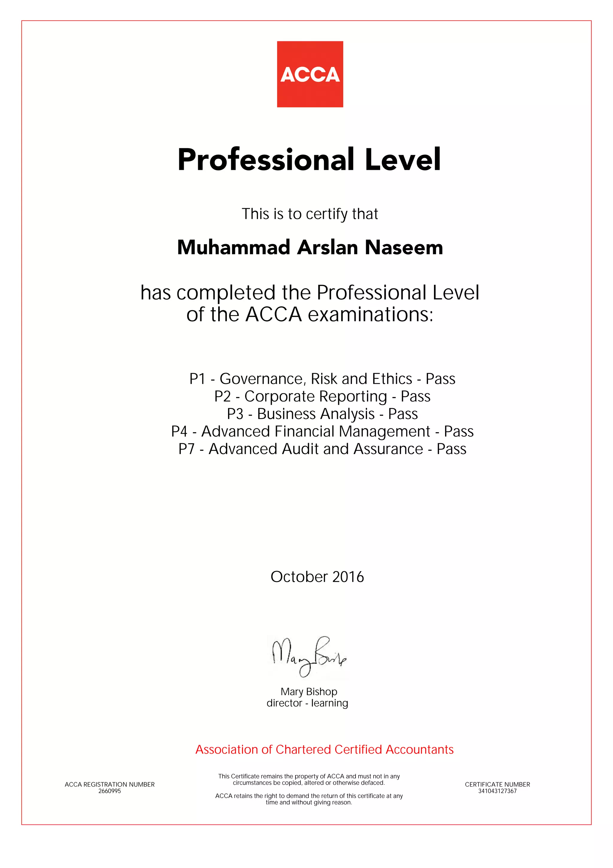 Certificate P-Level | PDF