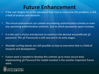 3DPassword_AakashTakale | PPTX | 3-D Graphics | Computer Software and ...