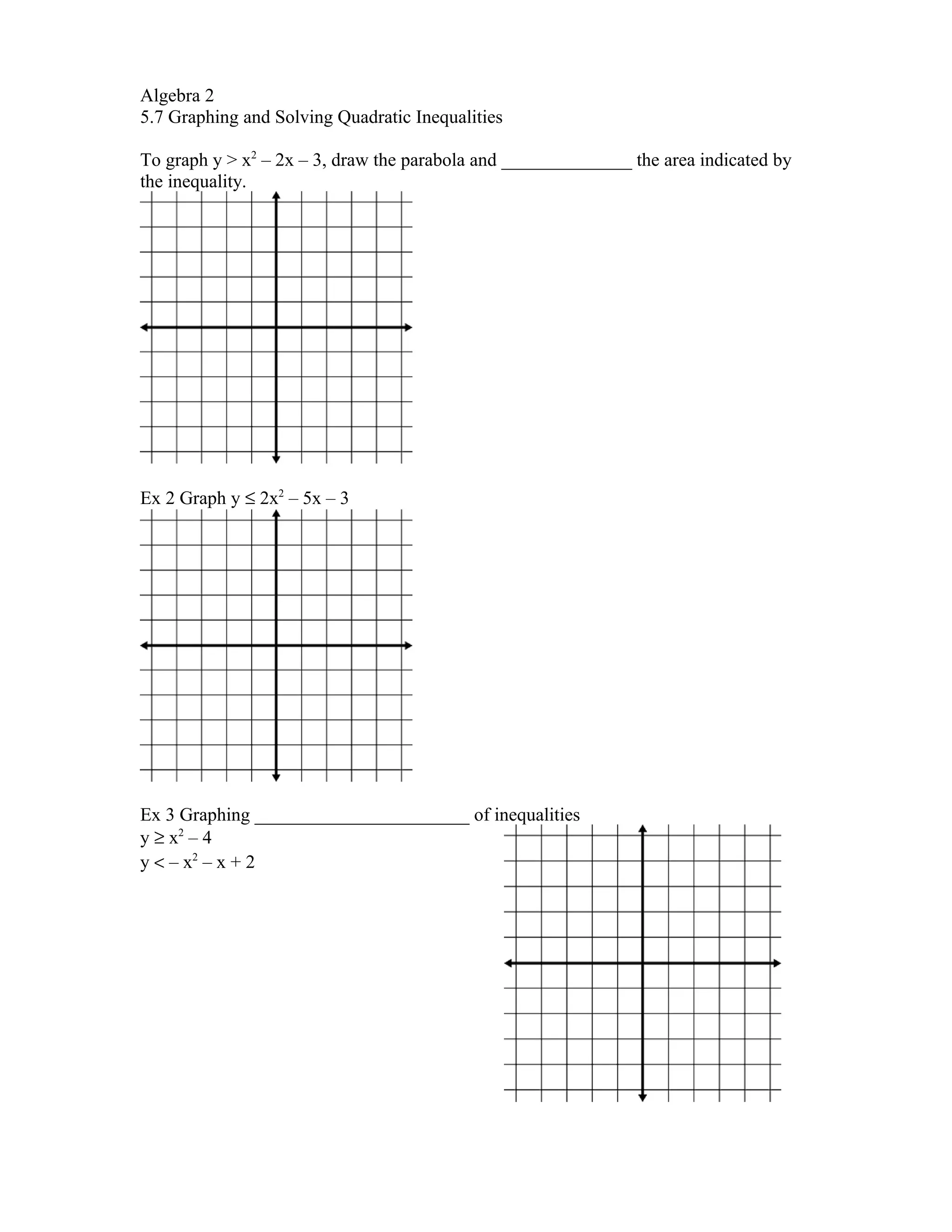 A25-7 Quadratic Inequalities Notes | PDF