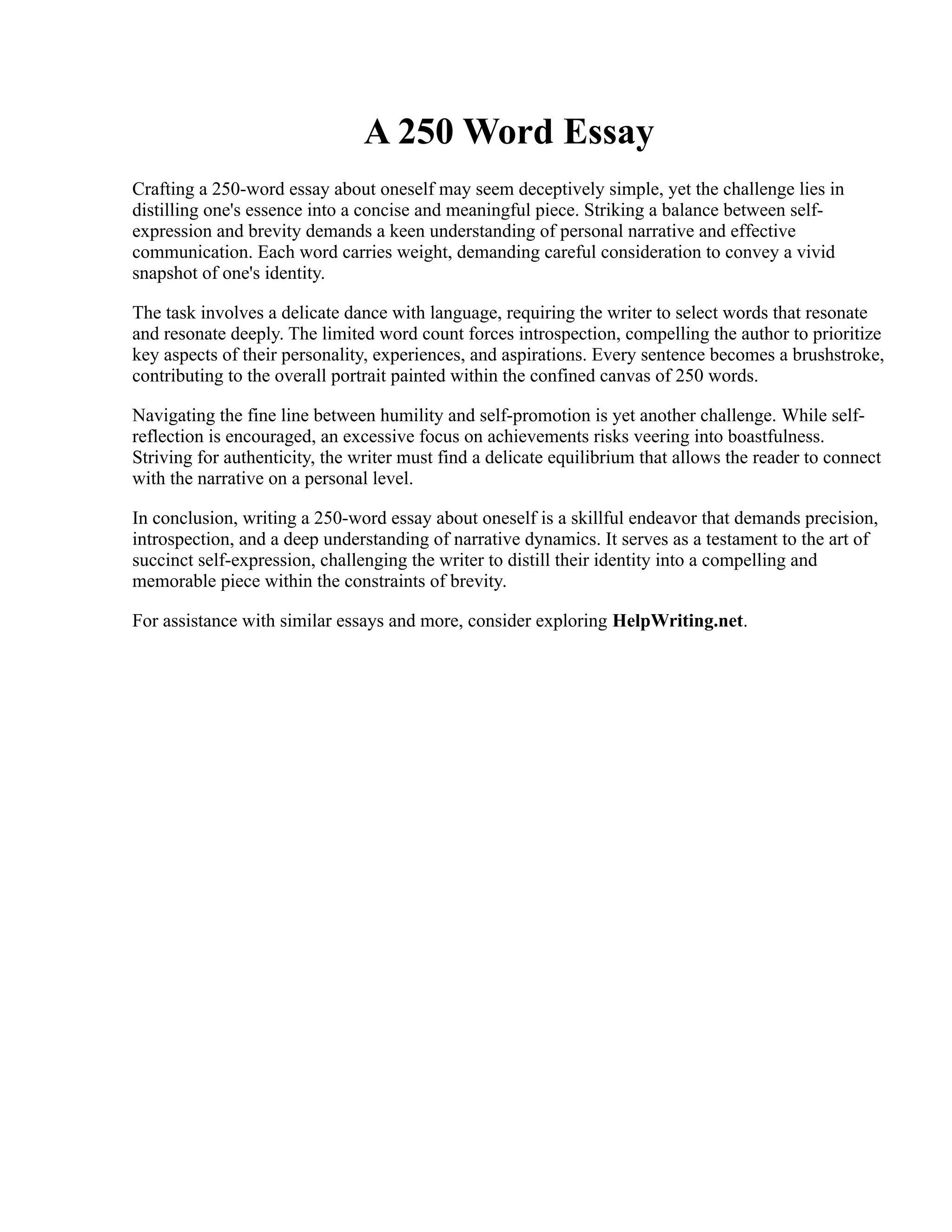 A 250 Word Essay PDF