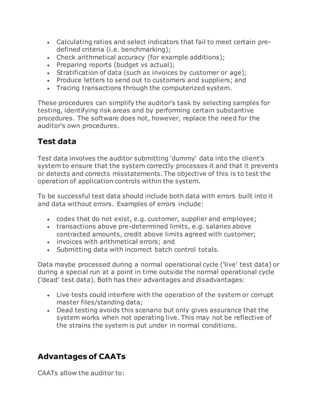 Computer Assisted Audit Techniques Caats Is Audit Docx