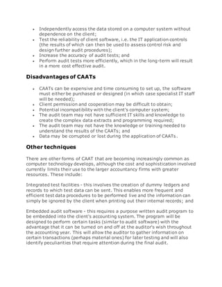 Computer Assisted Audit Techniques (CAATS) - IS AUDIT | DOCX