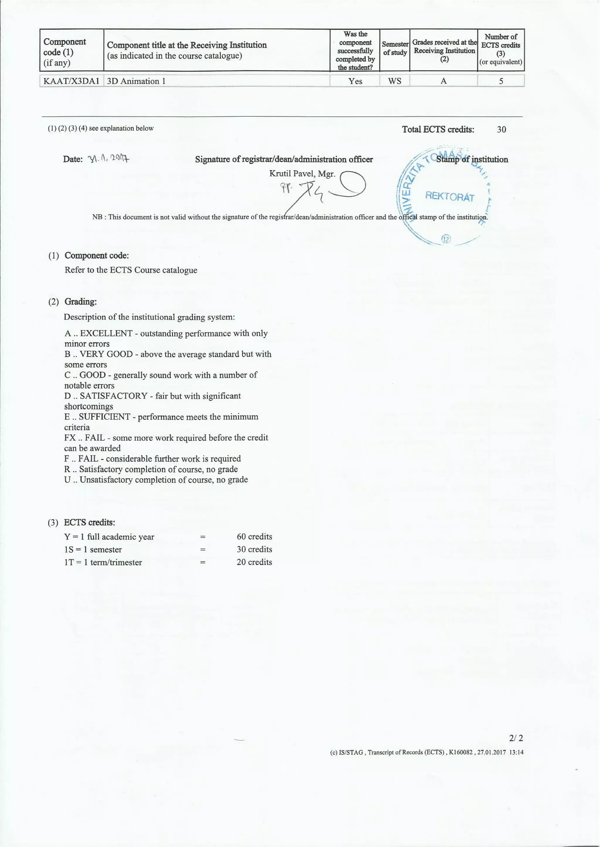 transcript of records ERASMUS | PDF