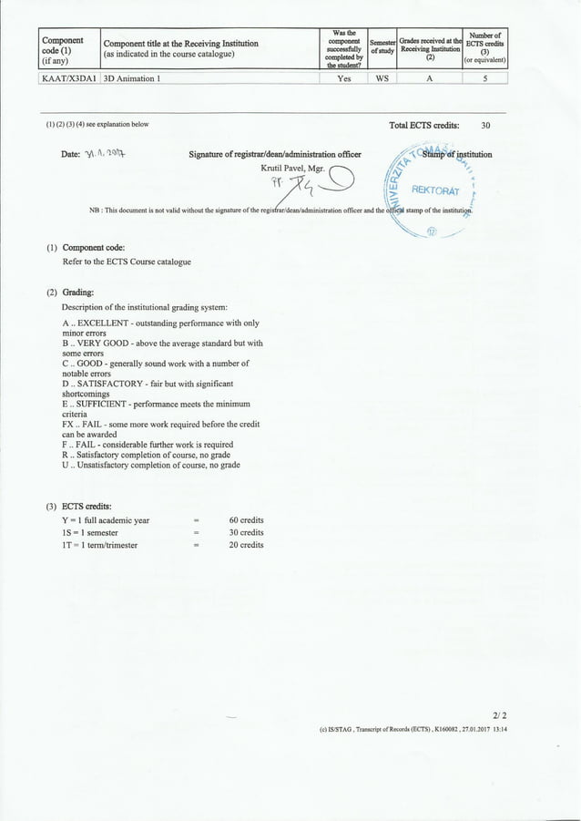 transcript of records ERASMUS | PDF