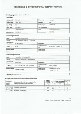 transcript of records ERASMUS | PDF