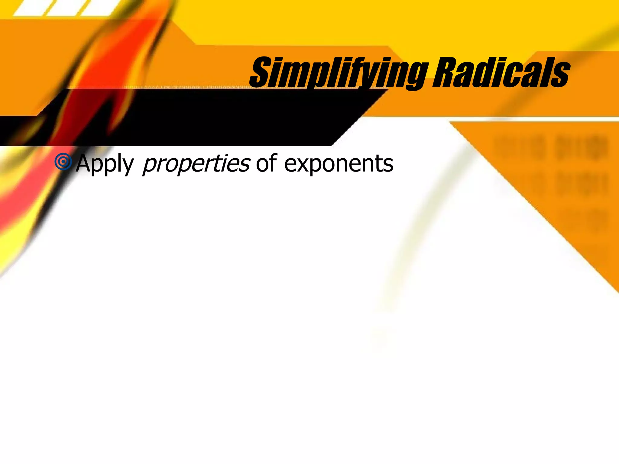 A27 2 simplifyrads | PPT