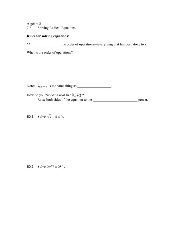 A27 6 radical equations notes | DOC