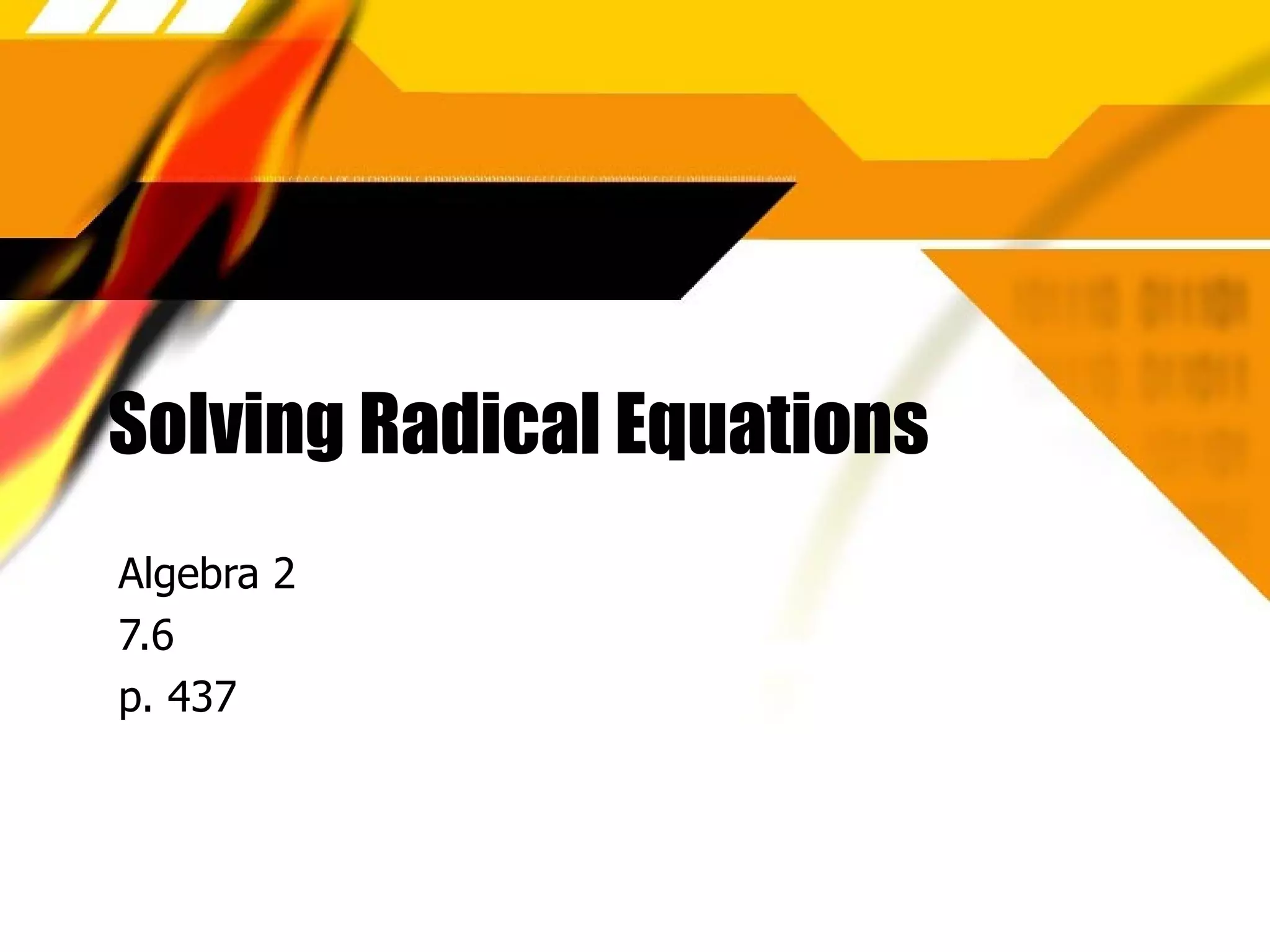 A27 6 radical equations | PPT