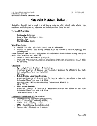 Hussein Sultan CV | DOCX