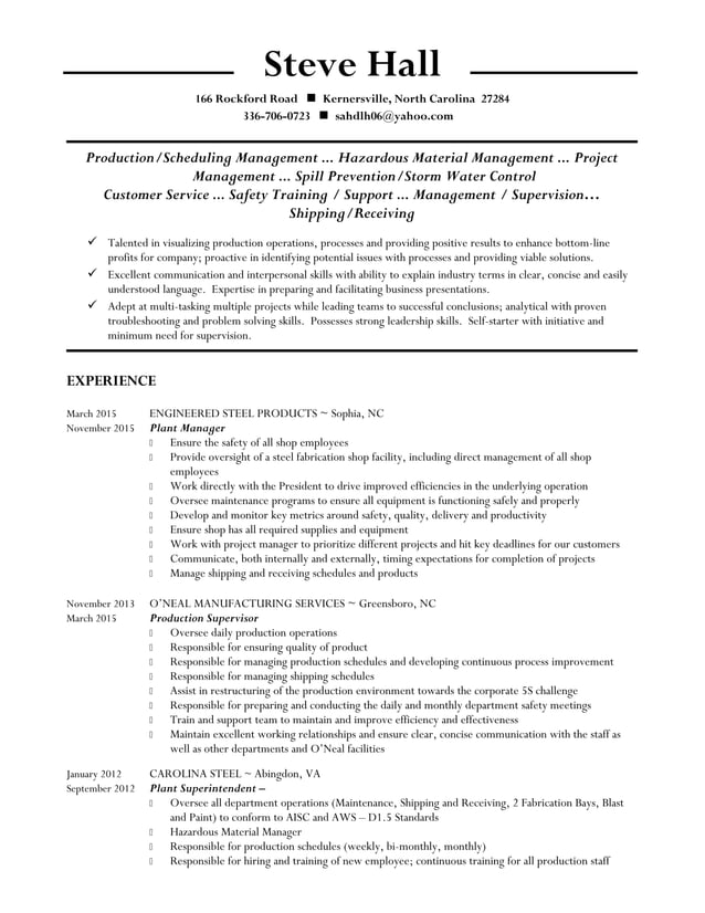 Steve Hall Resume | DOC
