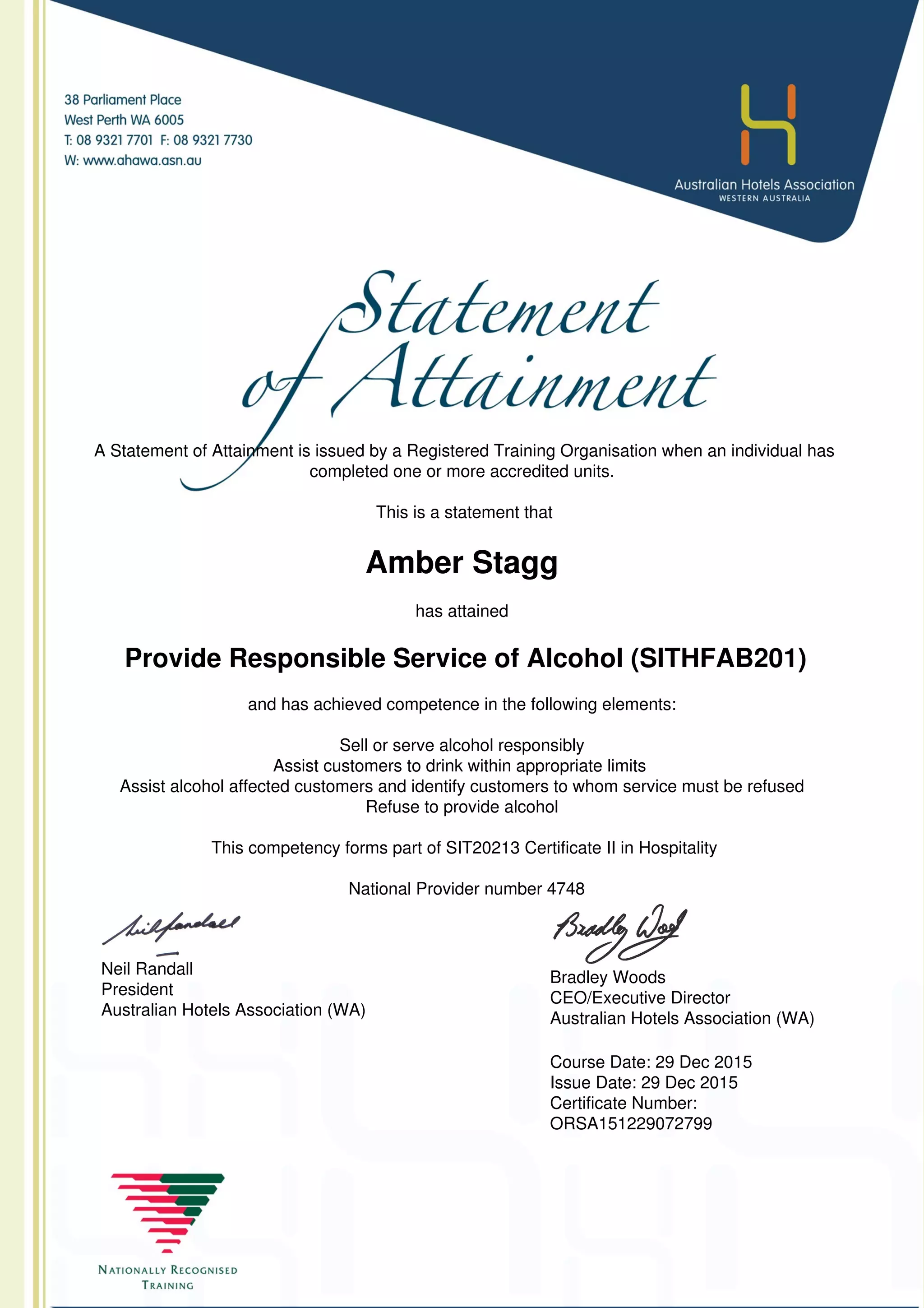 AHA(WA) Training Certificate (2) | PDF | Australia and Oceania Travel | Travel Locations