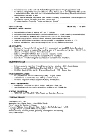 Resume SUBRATA B. 7719058272 | PDF