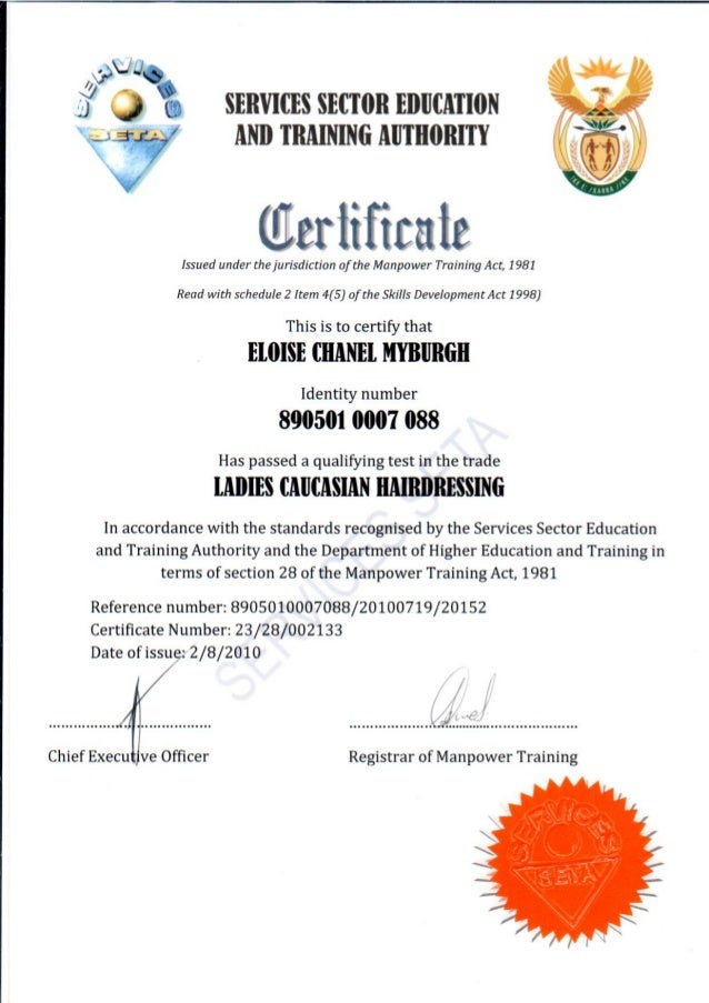 Eloise - SETA Certificate