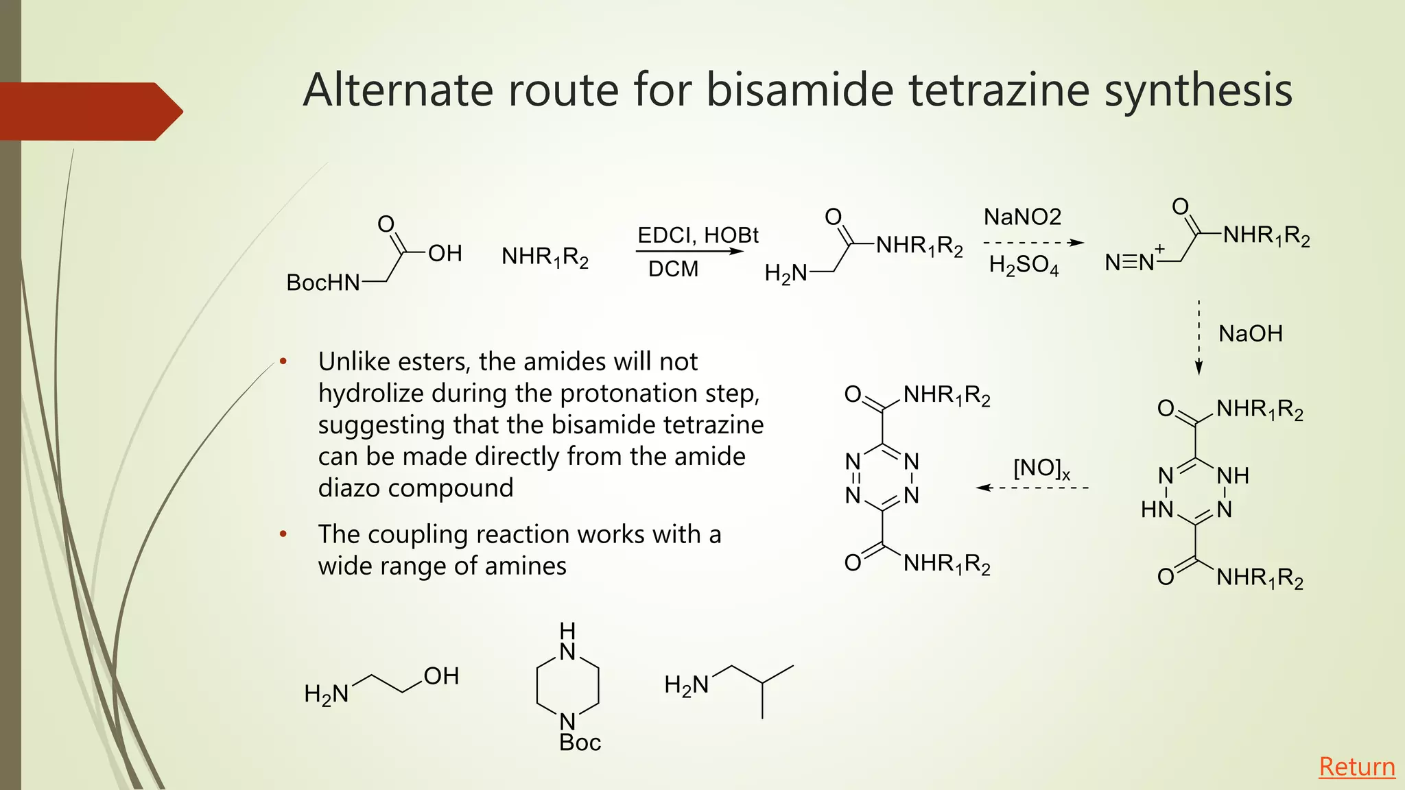 Synthesis of 3,6 dicarboxylate tetrazines for Inverse Electron | PPTX