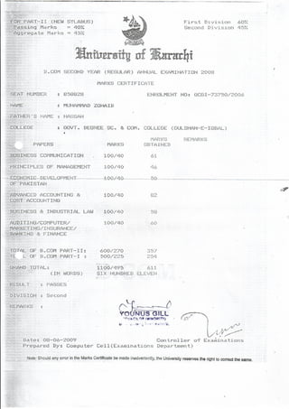 B.Com Marksheet | PDF