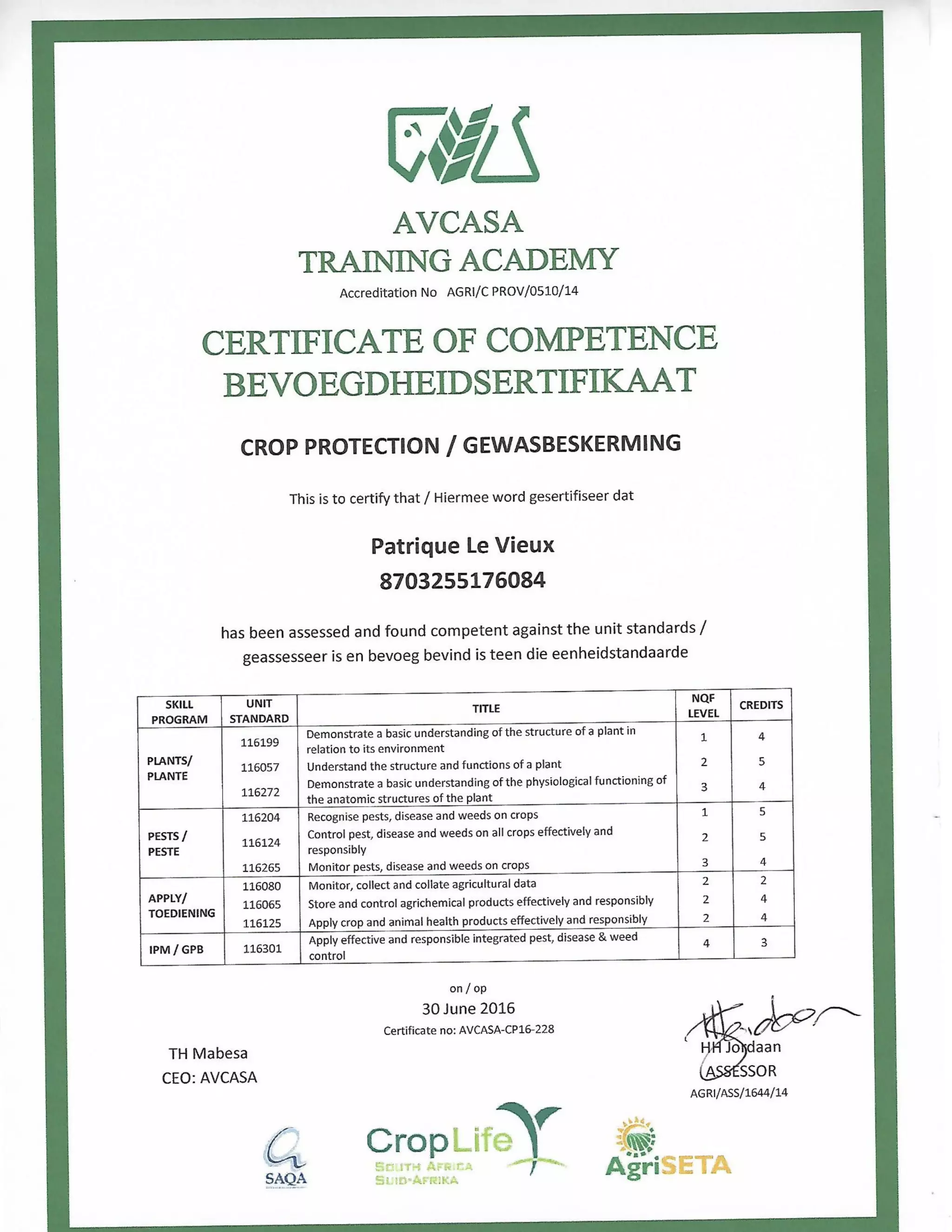 AVCASA certificate | PDF