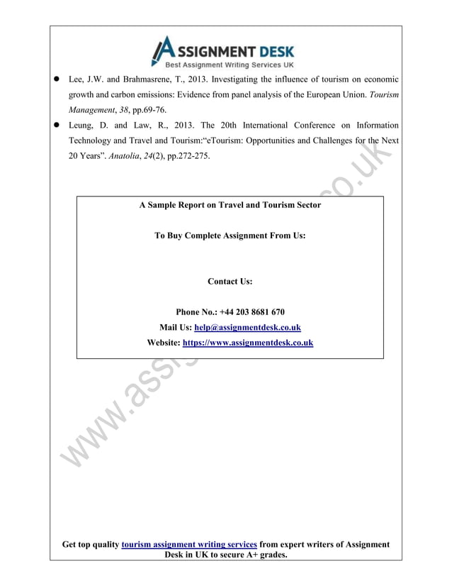 Detailed Sample Report on Travel and Tourism Sector | PDF