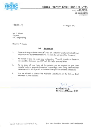 02_Experience & Relieving Letter_ISGEC | PDF