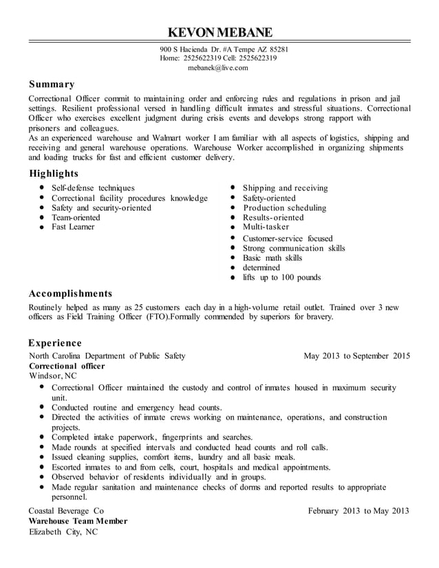 Kevon N Mebane Resume | DOCX