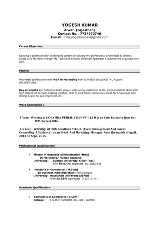 Yogesh professional resume- | PDF