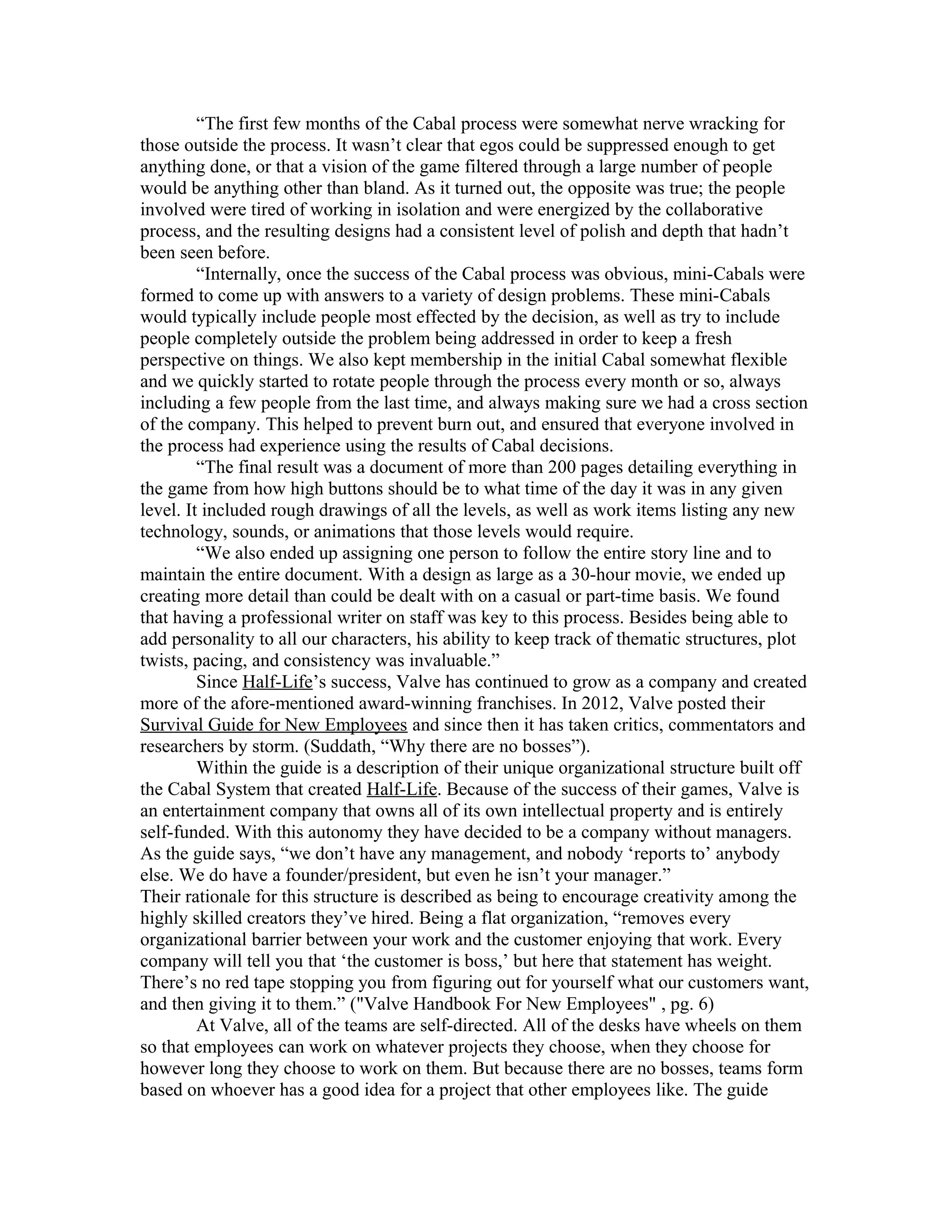 Valve - Working Without Bosses | DOC