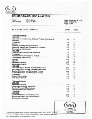 WES Analyzed Certificate | PDF
