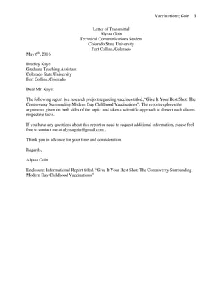 JTC300_Final Report_Goin | PDF | Vaccines | Medical Health