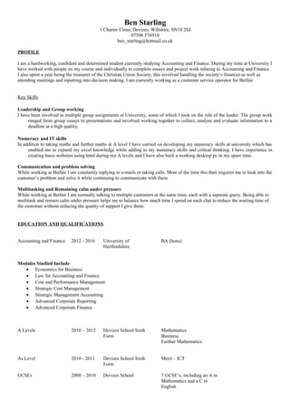 Ben's cv | DOC