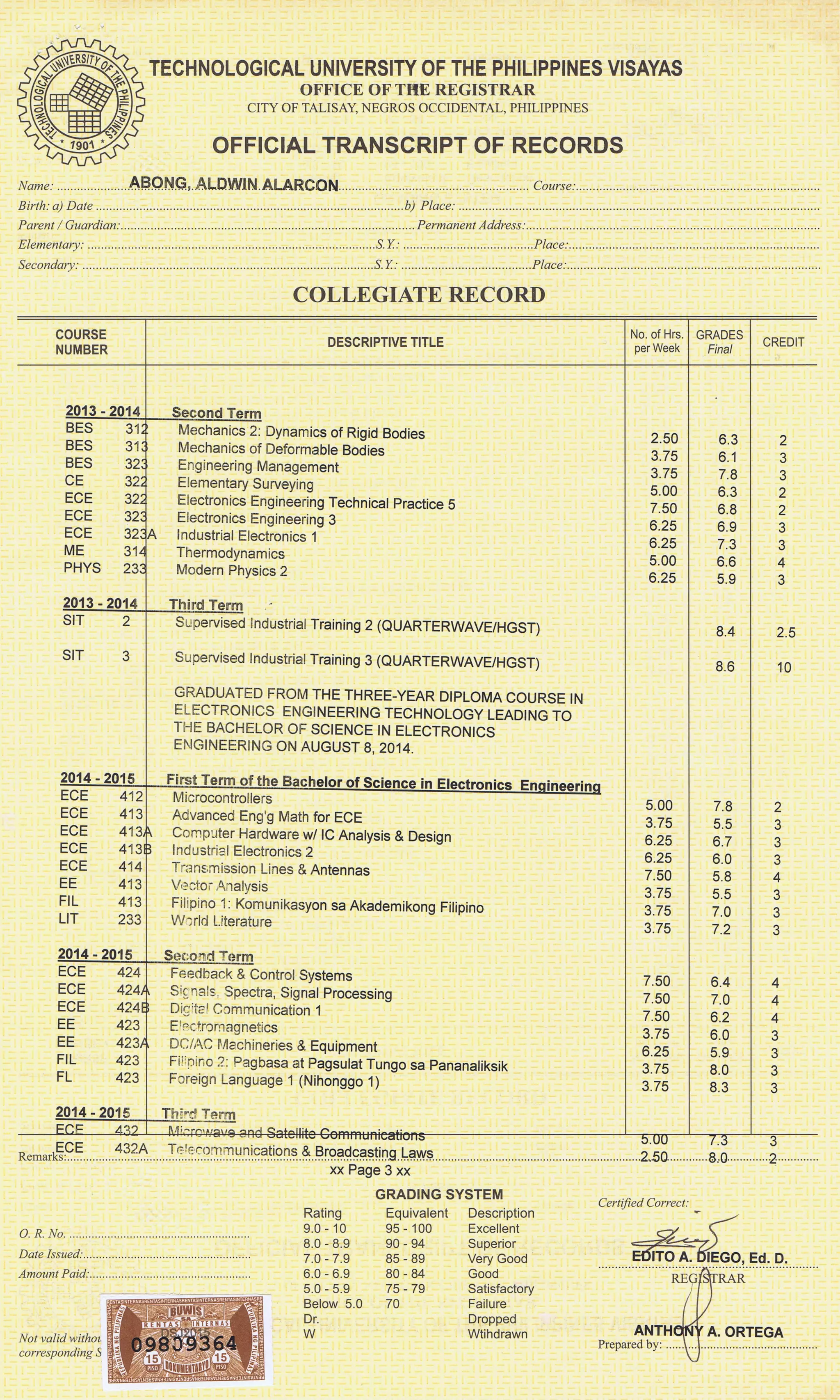 Transcript(Temporary) | PDF